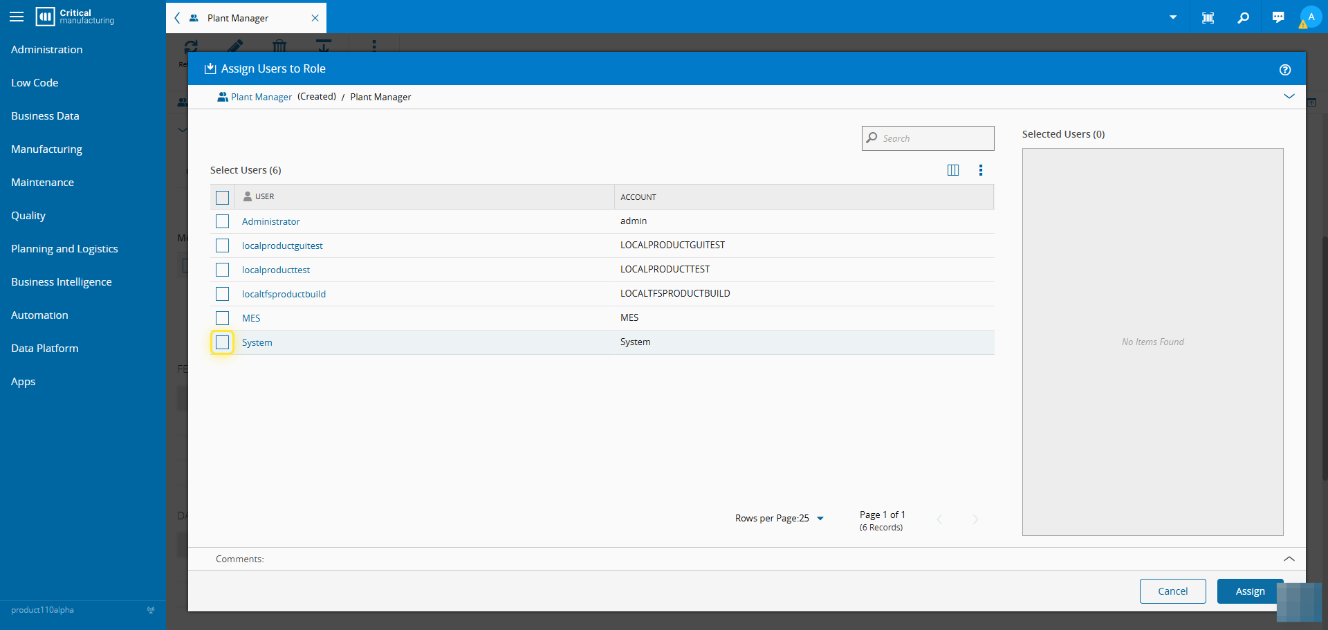 How to: Assign Users to a Role. - Critical Manufacturing Documentation ...
