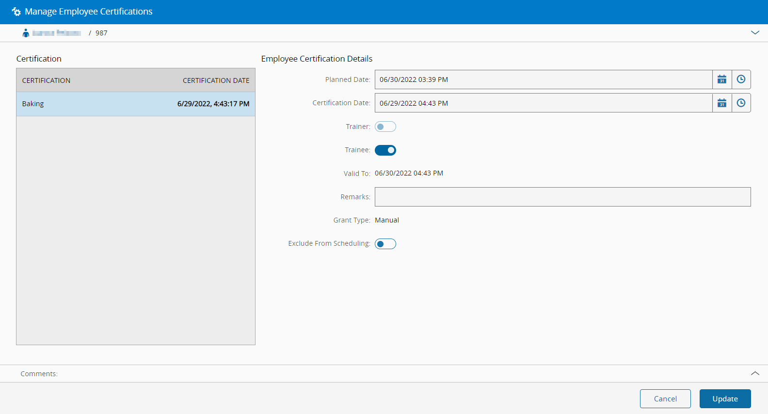 Manage Employee Certification - Critical Manufacturing Documentation Portal